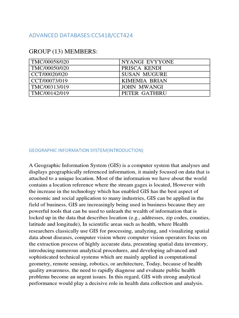 GIS and Advanced Database Systems | PDF | Geographic Information System ...