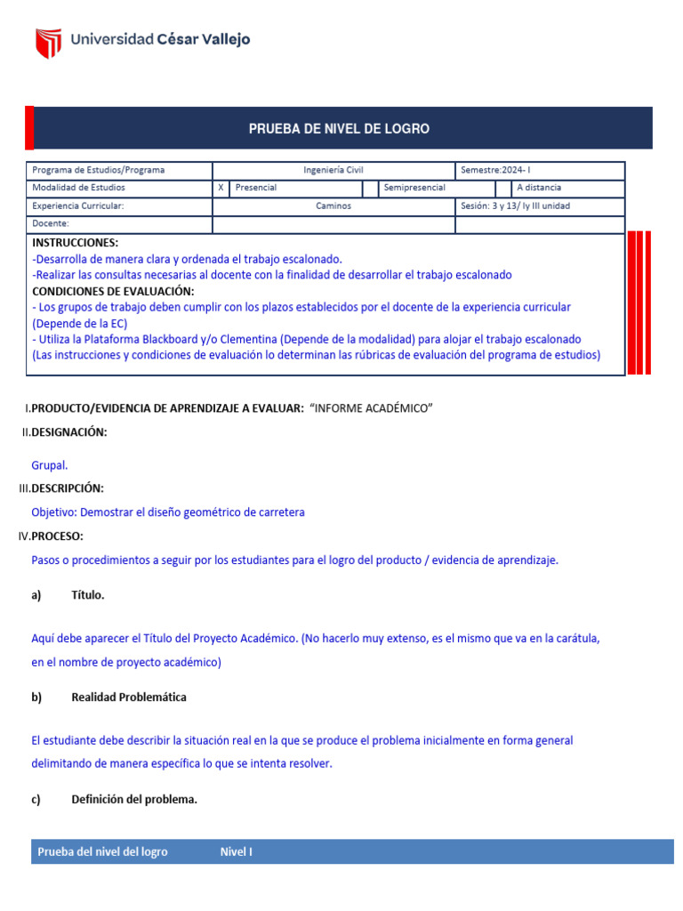 Nivel 1 - PRUEBA DE NIVEL DE LOGRO | PDF | Evaluación | Cognición