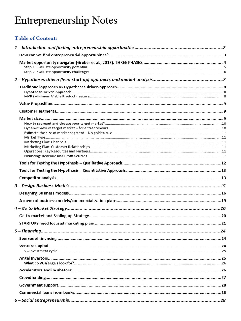 Entrepreneurship Notes | Download Free PDF | Entrepreneurship | Venture ...