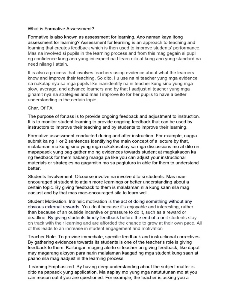 Understanding Formative Assessment | PDF | Educational Assessment ...