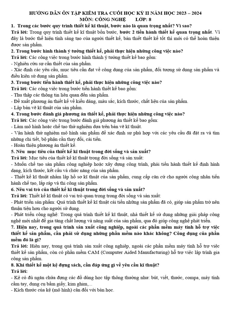 ÔN TẬP CUỐI HKII CN8 | PDF