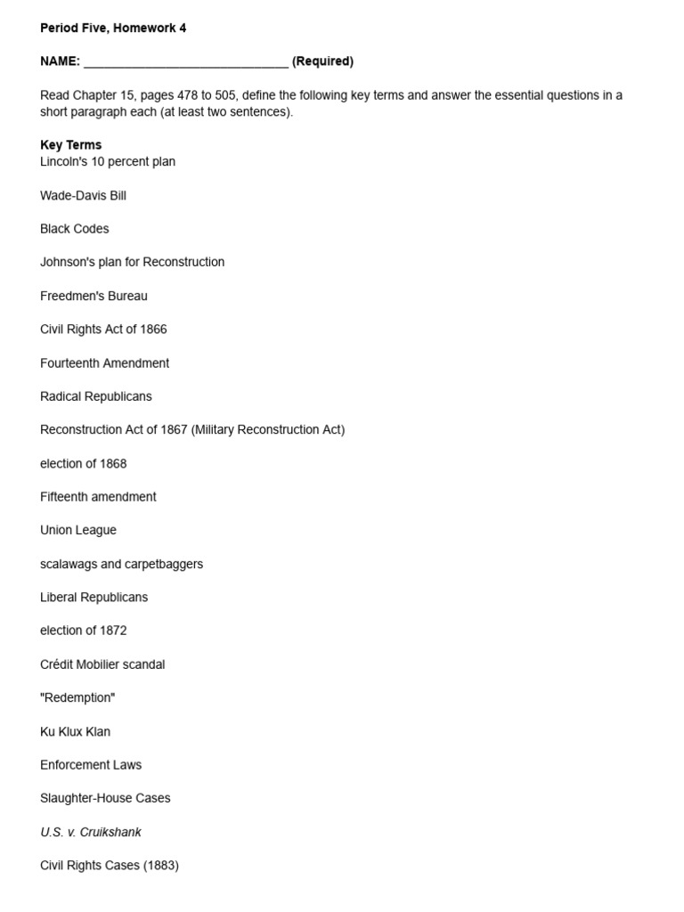 Period Five, Homework 4 | PDF