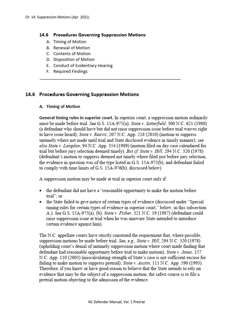 NC Suppression Motion Procedures | PDF | Burden Of Proof (Law ...