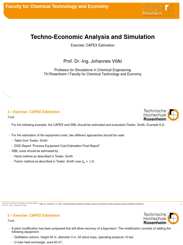 CAPEX Estimation in Chemical Engineering | PDF | Chemical Engineering ...