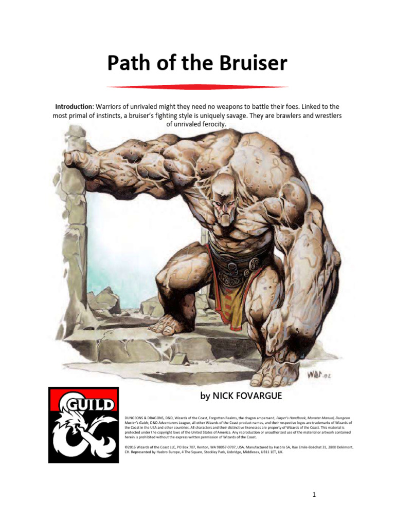 Barbarian Path of The Bruiser | PDF | Wizards Of The Coast | Dungeons & Dragons