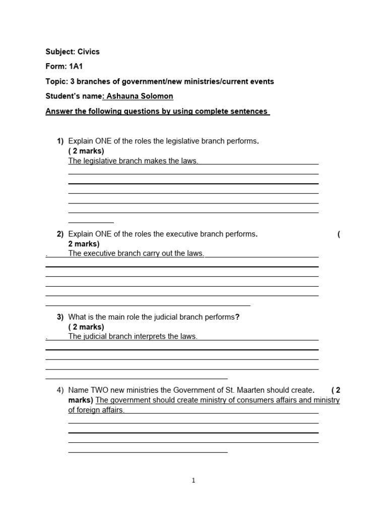 Ashauna Solomon Civics Work | PDF