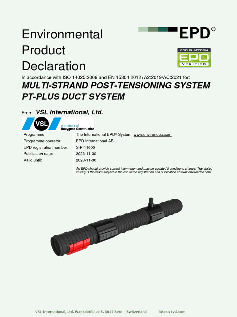 EPD-PT-Plus-Duct-System | PDF | Life Cycle Assessment | Prestressed ...