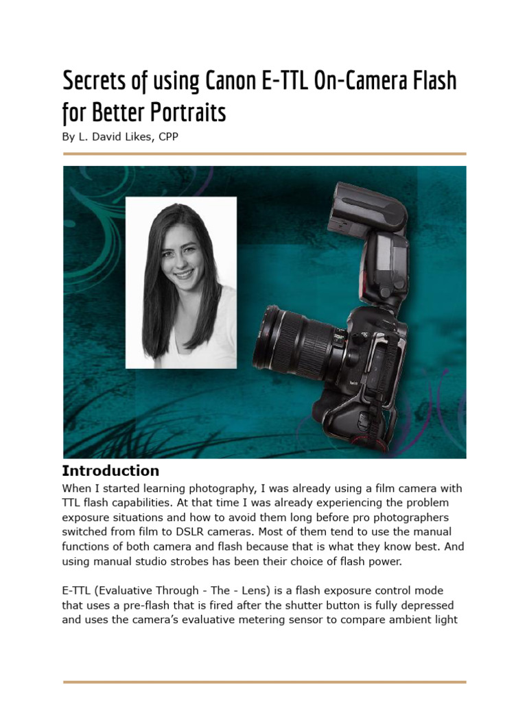 Secrets of Using Canon E-TTL On - Camera Flash For Better Portraits ...