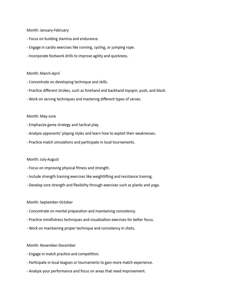 Table Tennis Training Program Guide | PDF