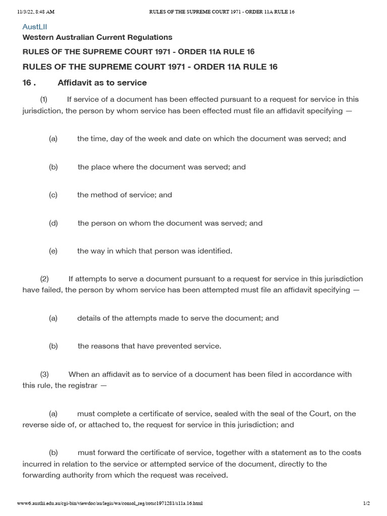Supreme Court Rules: Affidavit of Service | PDF | Affidavit | Justice
