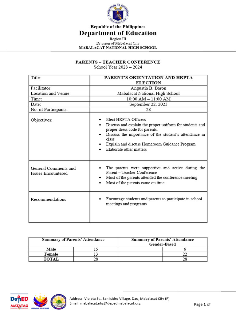 7 MAASIKASO 1st Quarter PTC Accomplishment Report | PDF
