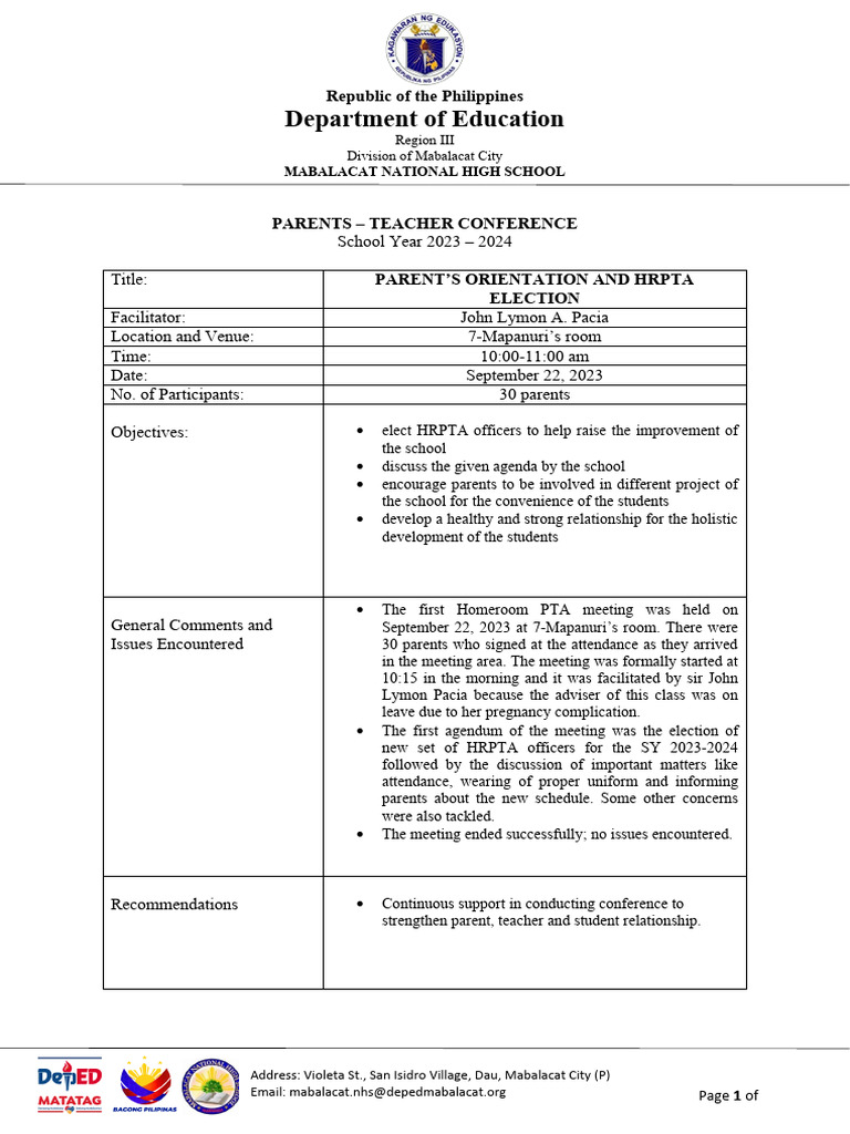 7-MAPANURI-PTC-Accomplishment-Report | PDF