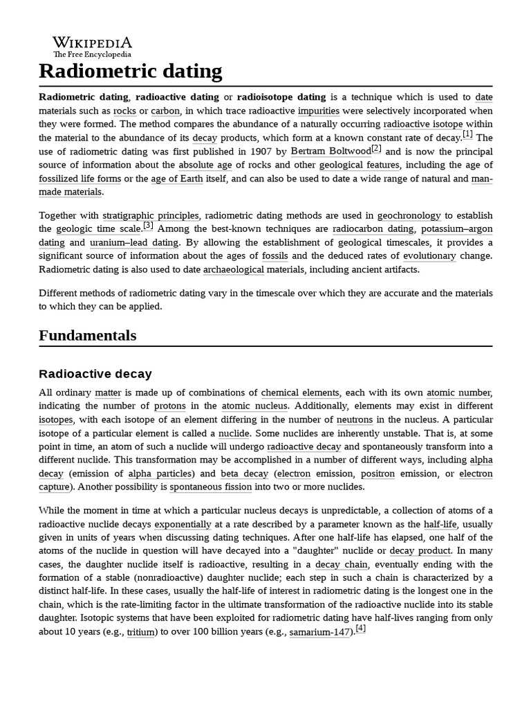Radiometric Dating | PDF | Radioactive Decay | Nuclear Physics