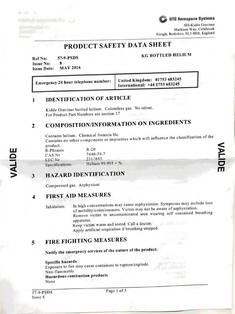 SDS Bottled Helium | PDF