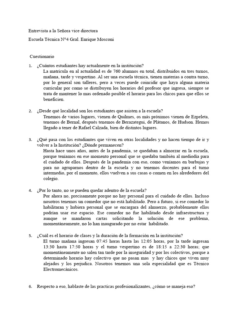 Entrevista TNR 12 | PDF | Escuelas | Enseñando