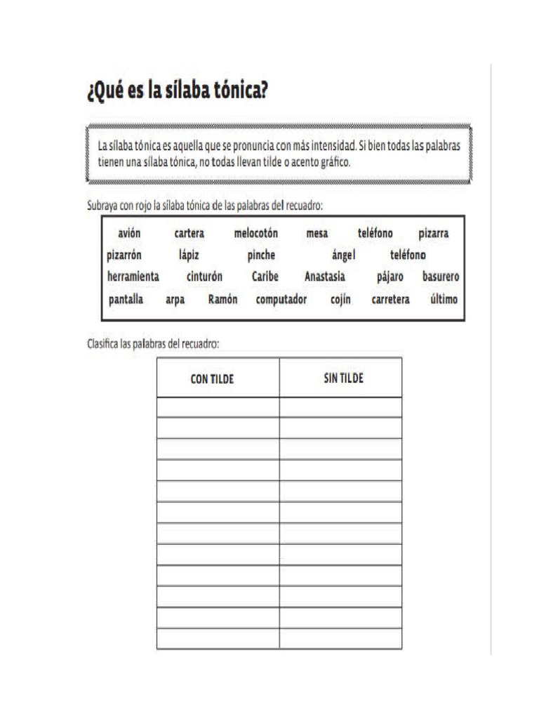 CLASIFICACIÓN DE PALABRAS | PDF
