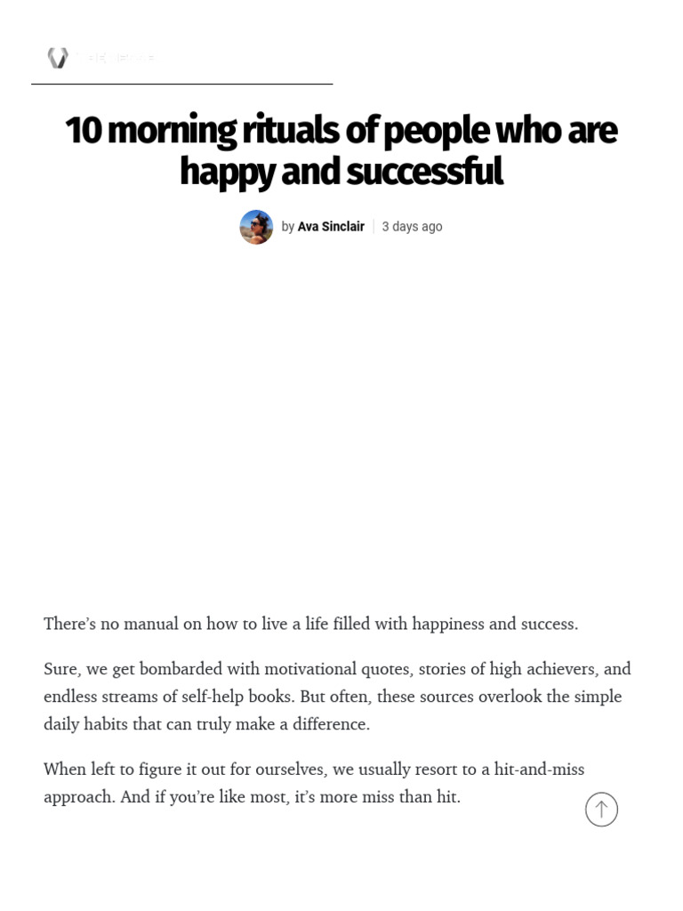 10 Morning Rituals of People Who Are Happy and Successful | PDF | Goal ...