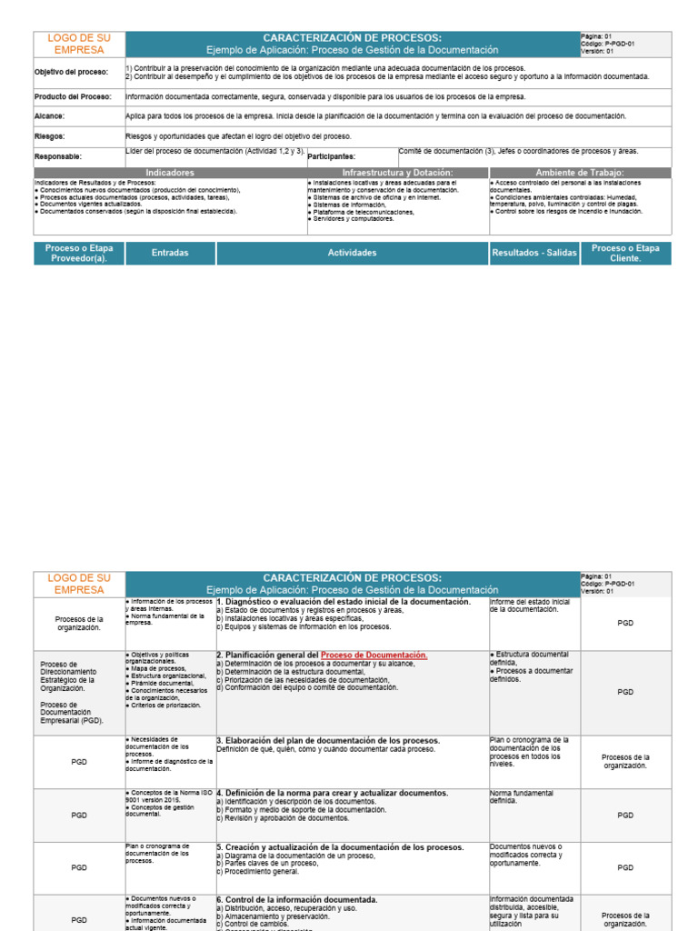 Ficha Documentacion de Procesos V3 | PDF | Business | Planificación