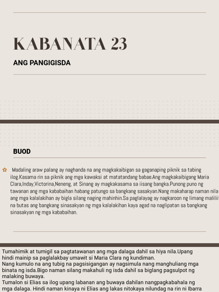 Kabanata 23 Ang Pangingisda Noli Me Tangere | PDF
