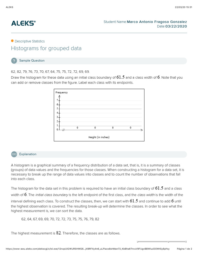 (Descriptive Statistics) - 2 - Histograms For Grouped Data | PDF | Histogram | Statistics