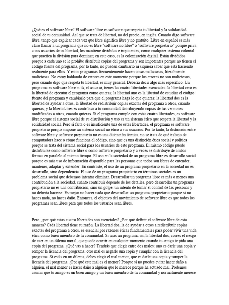 Qué Es El Software Libre | Descargar gratis PDF | Software libre | Programa de computadora