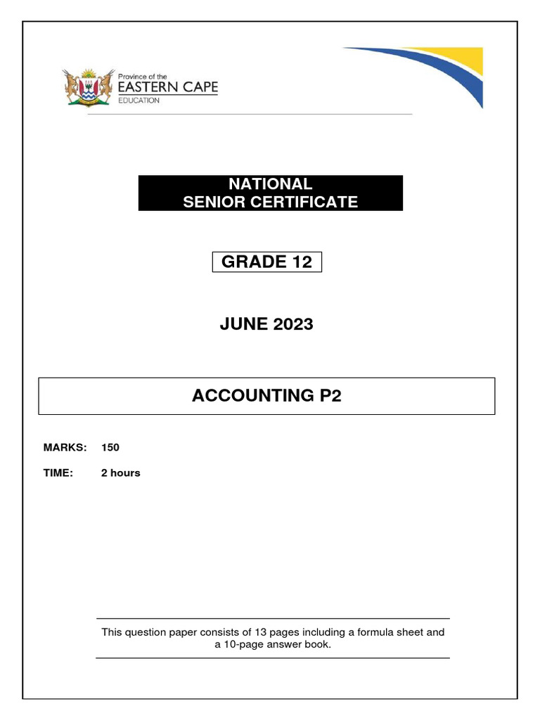 ACCOUNTING P2 QP GR12 P2 JUNE 2023 - English | PDF | Dividend | Equity ...