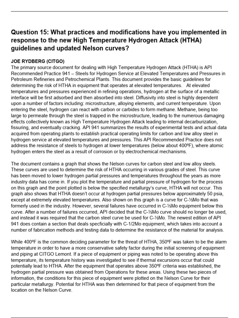 HTHA Guidelines and Nelson Curve Updates | PDF | Steel | Oil Refinery