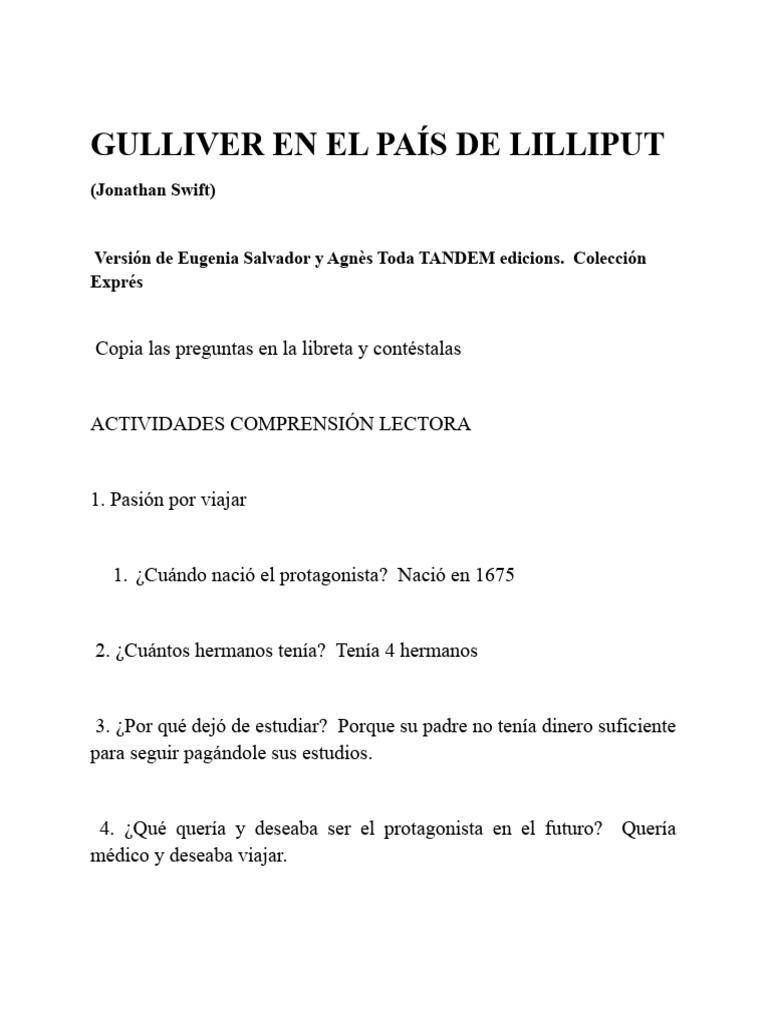 GULLIVER | PDF | Viajes de Gulliver