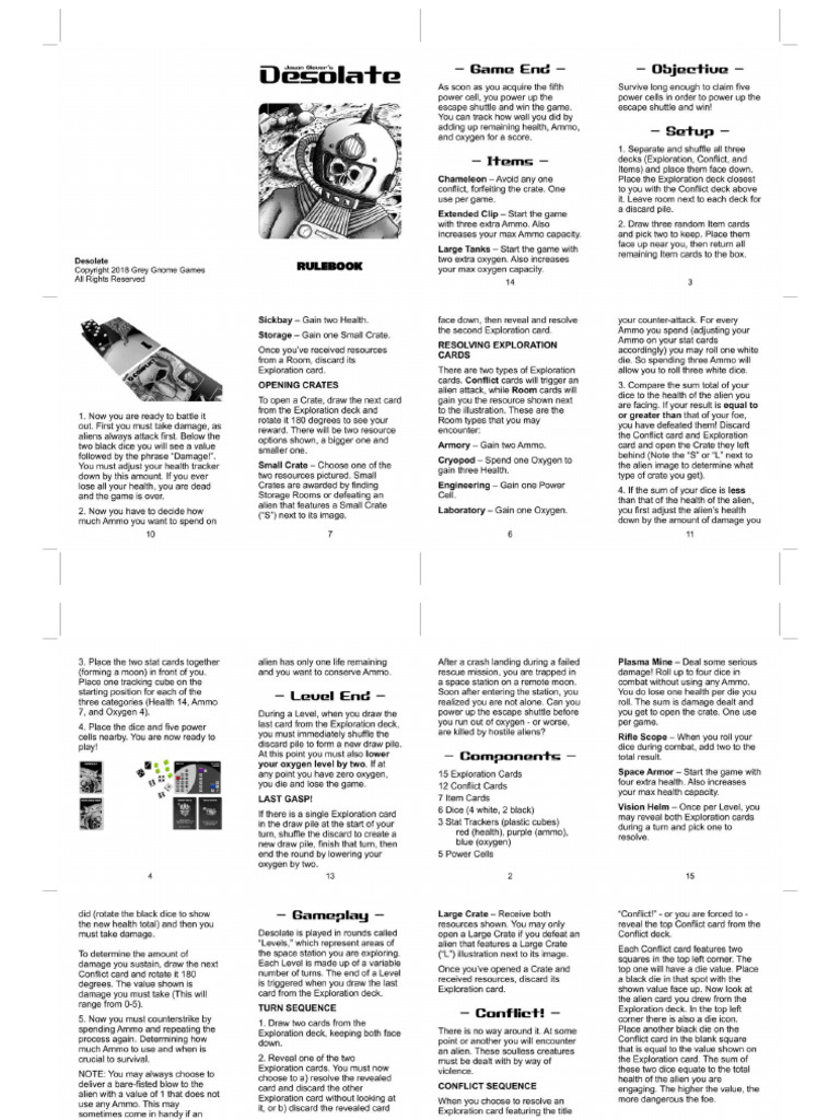 Desolate - Rulebook - Card-Sized Booklet - A4 | PDF