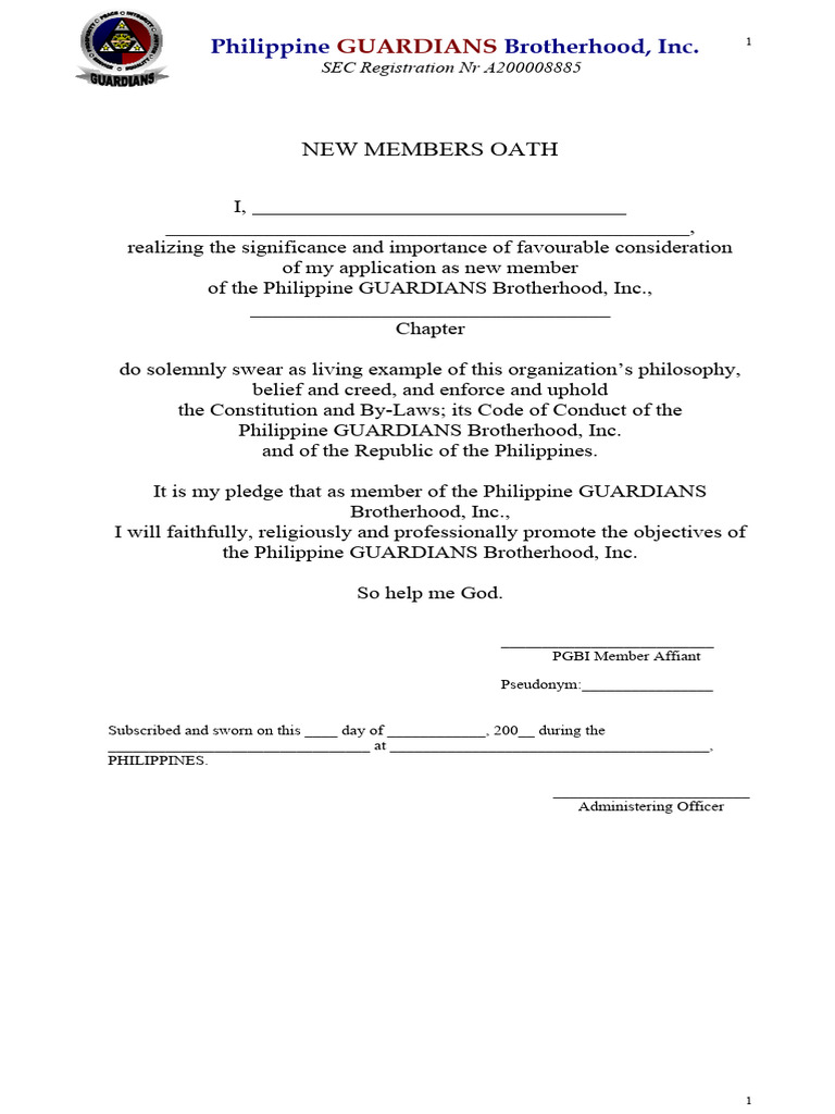 New Members Oath | PDF