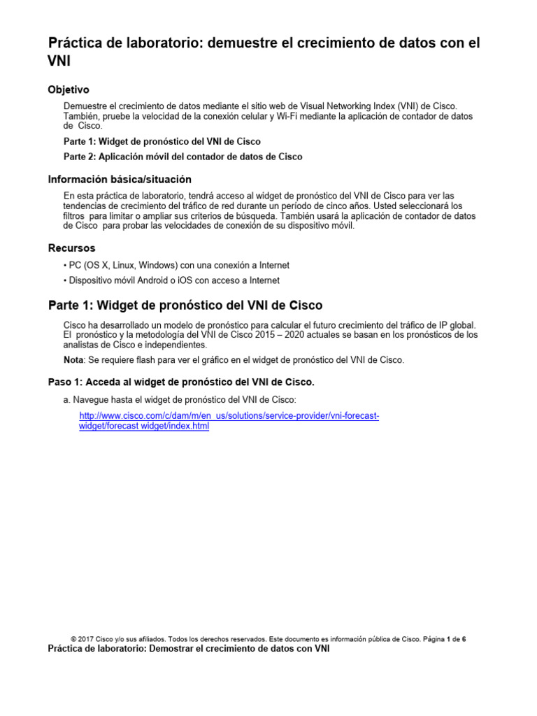 1.1.2.3 Lab - Demonstrate The Growth of Data With VNI - ESP | PDF | Aplicación movil | Internet