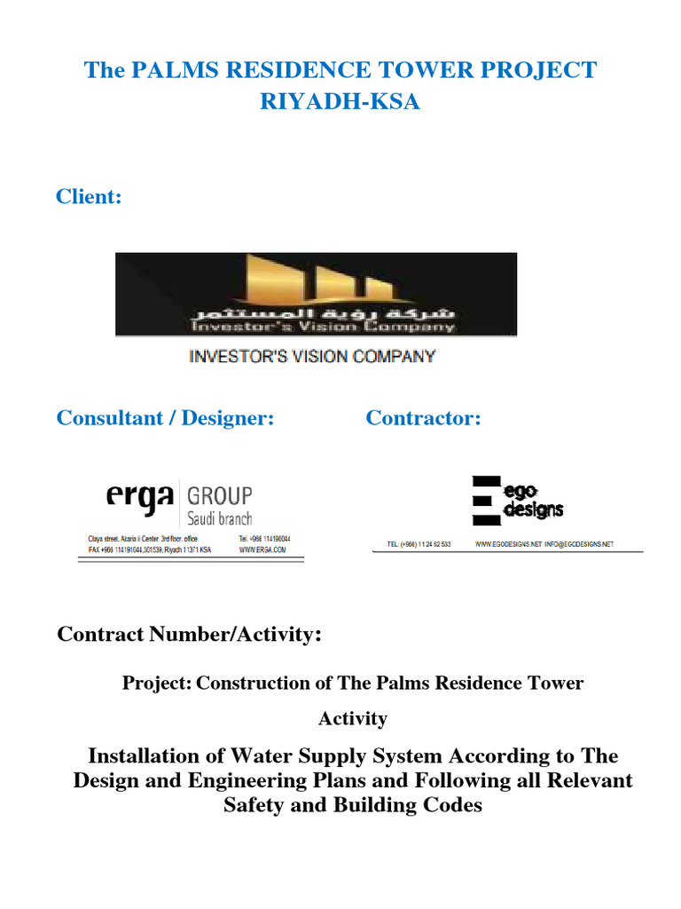 MOS For The Installation of Water Supply System | PDF | Pipe (Fluid ...