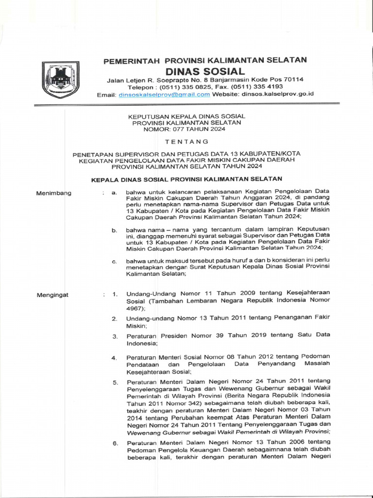 SK Supervisor Dan Petugas Data 2024 | PDF