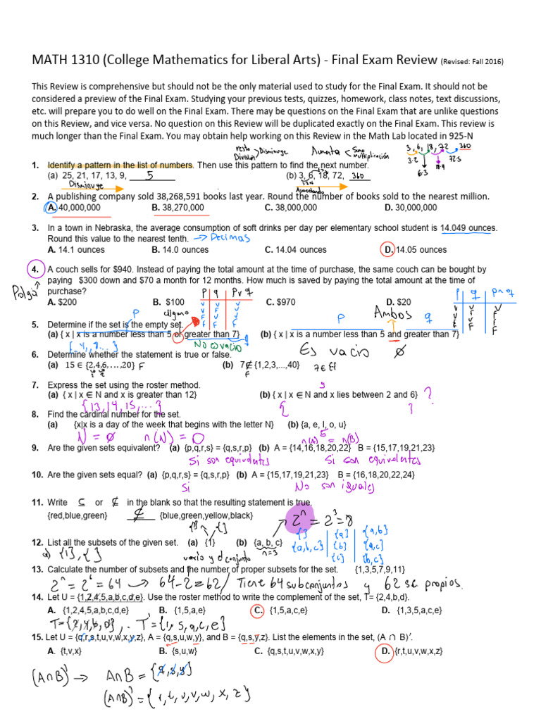 Math1310FinalExamReviewSheet - Fall 2016 | PDF | Interest | Mathematics