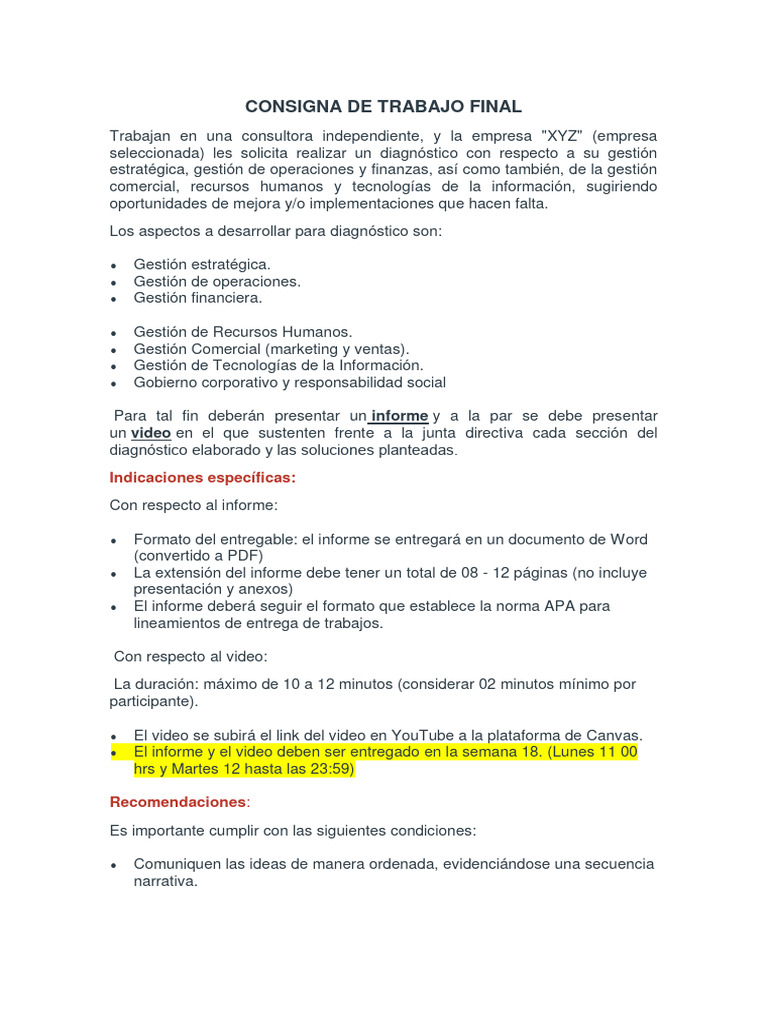 Consigna de Trabajo Final | PDF | Marketing | Gestión estratégica