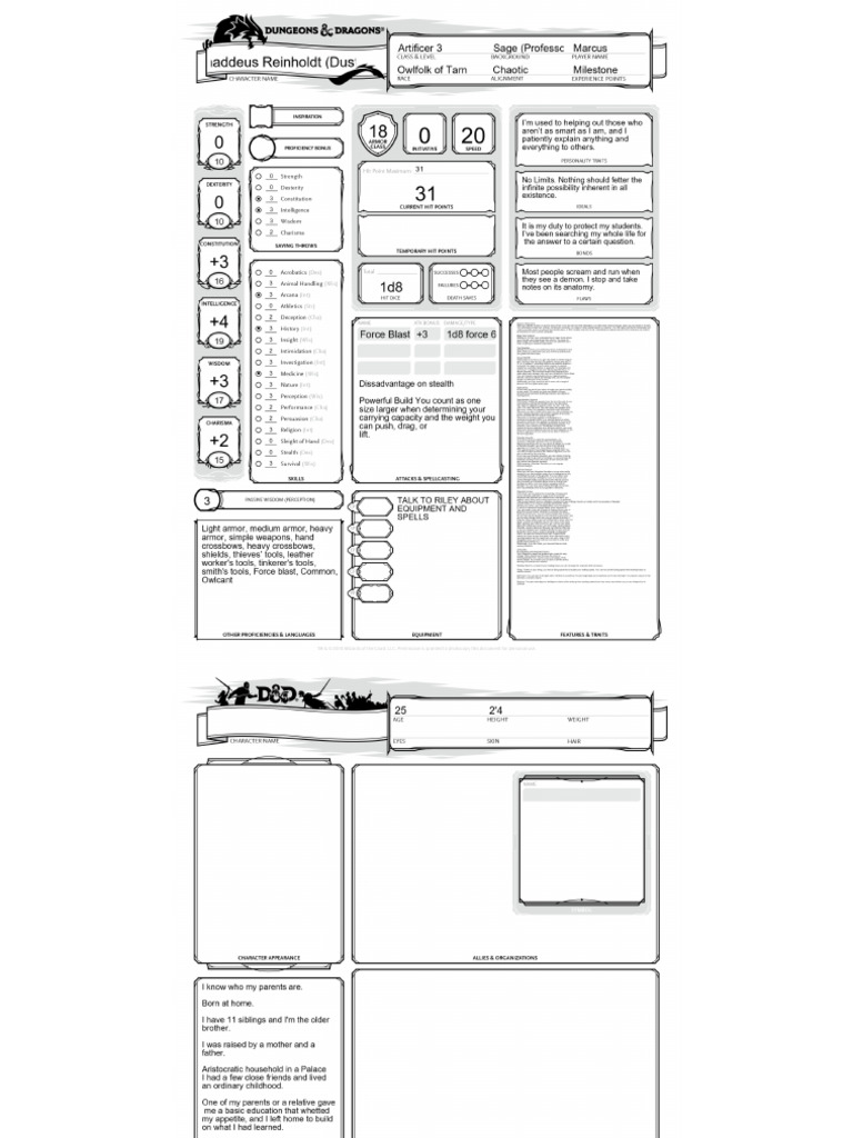 5E CharacterSheet Fillable | PDF
