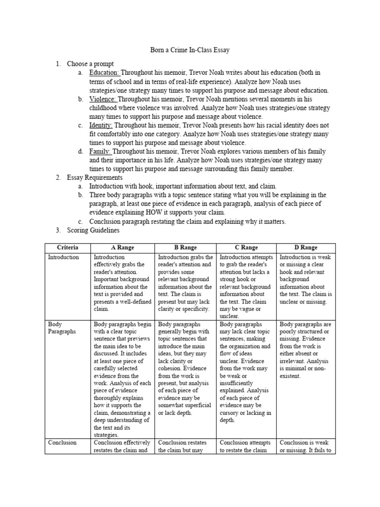 Born A Crime in Class Essay | PDF | Essays | Human Communication