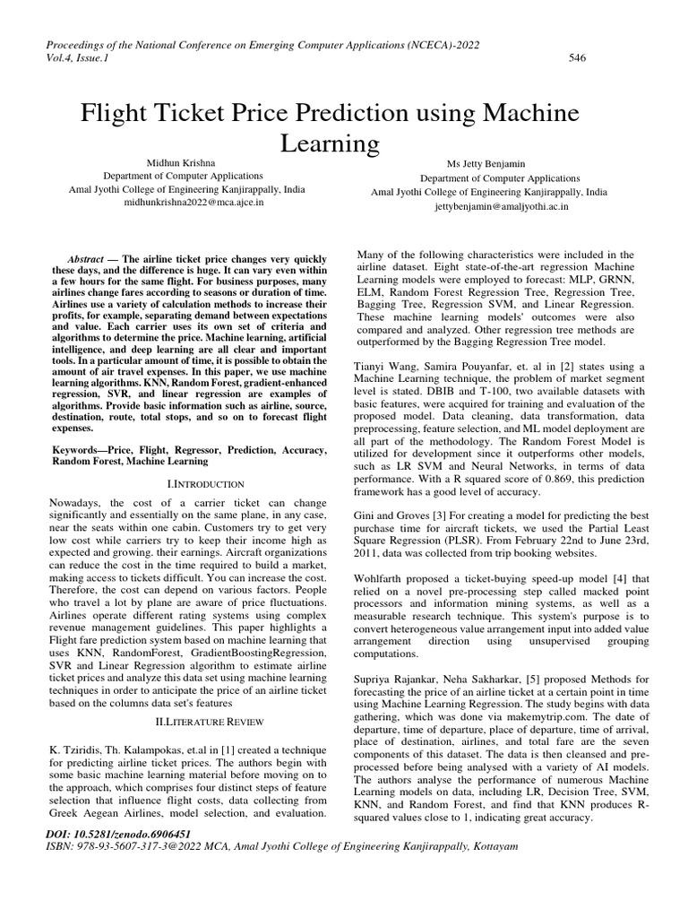 Flight Price Prediction Using Machine Learning Algorithms | PDF ...