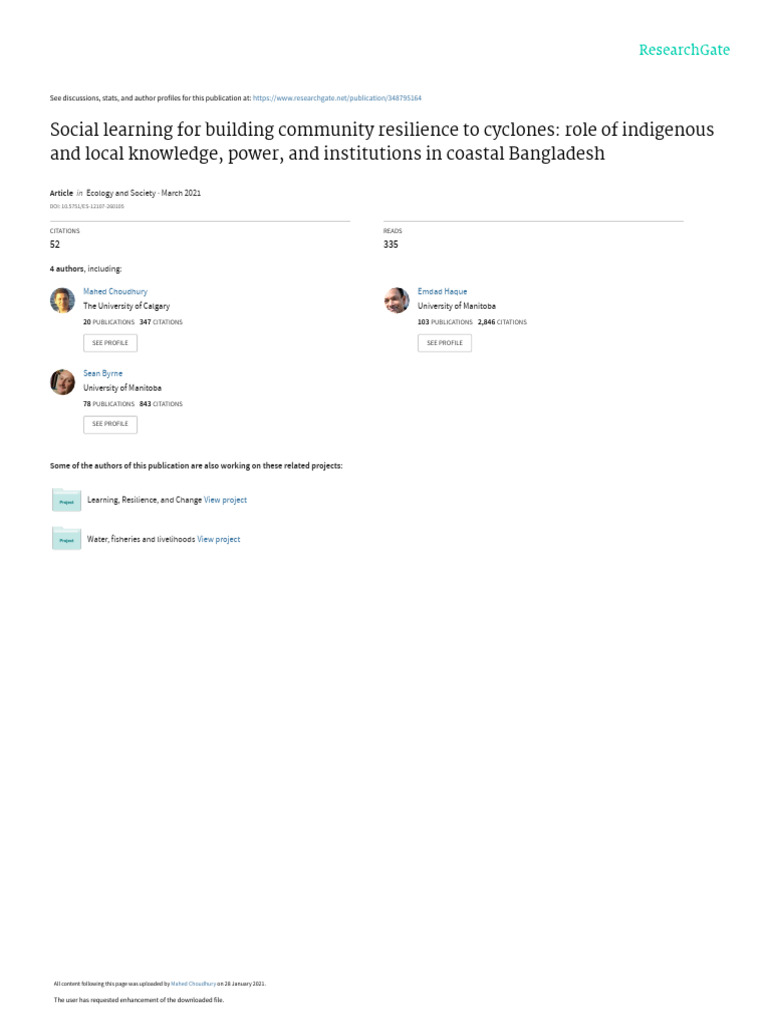 Social Learning For Building Community Resilience To Cyclones: Role of ...