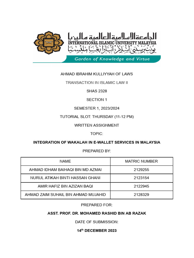 Integration of Wakalah in E-Wallet Services in Malaysia | PDF | Islamic ...