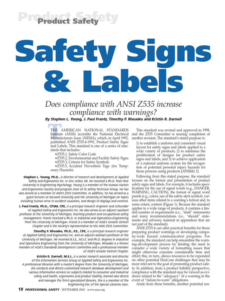 Safety Signs & Labels | PDF | Seat Belt | Safety