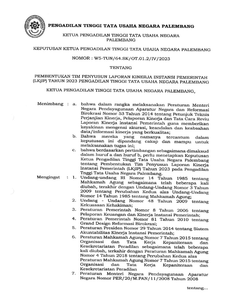 SK LKJIP Perubahan | PDF