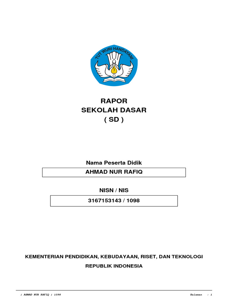 Rapor Ahmad Nur Rafiq | PDF
