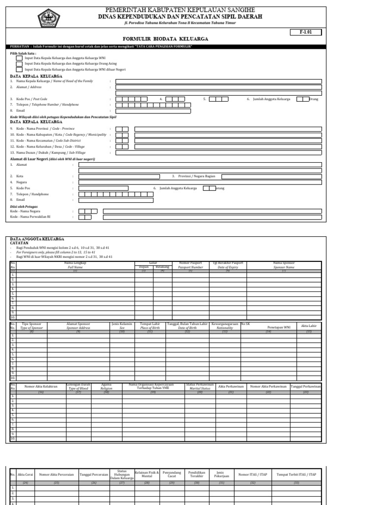 Formulir F-1.01 Dan Petunjuk Pengisian | PDF