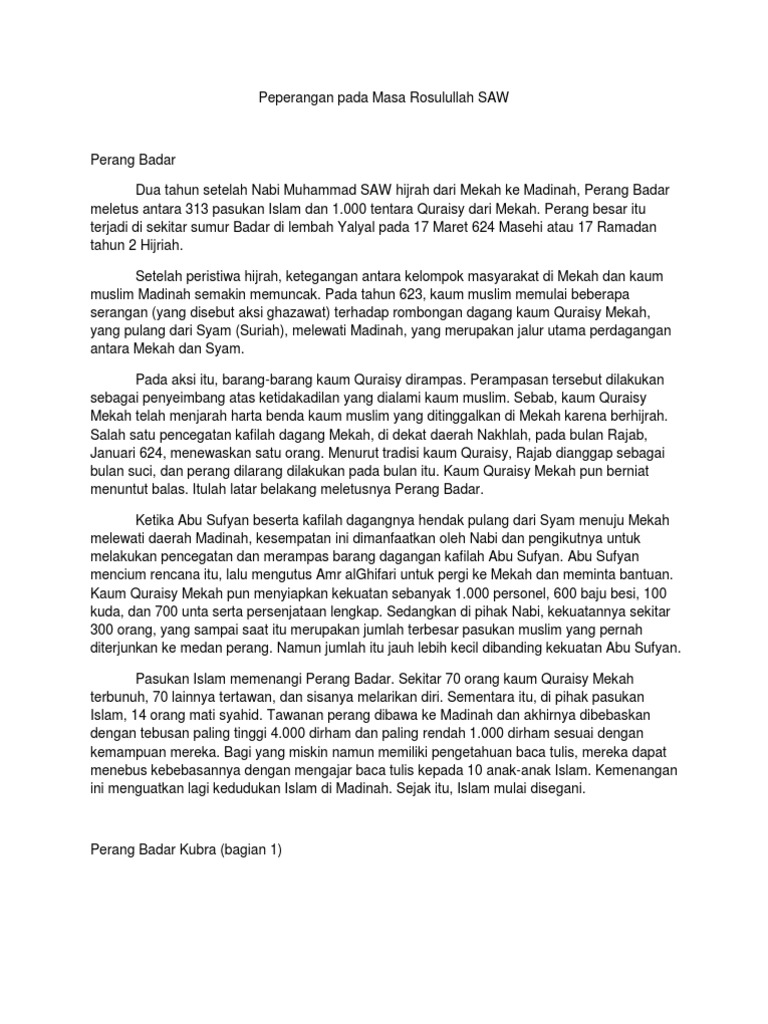 Perang Badar: Strategi dan Kemenangan | PDF