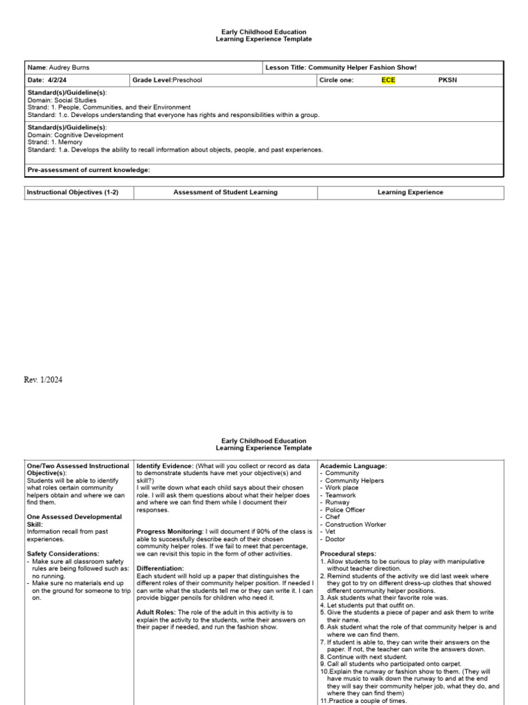 2 313 Lesson Plan | PDF | Early Childhood Education | Learning