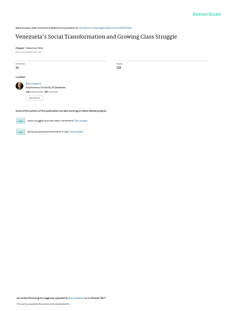 Venezuelas Social Transformation and Growing Clas | PDF | Venezuela ...