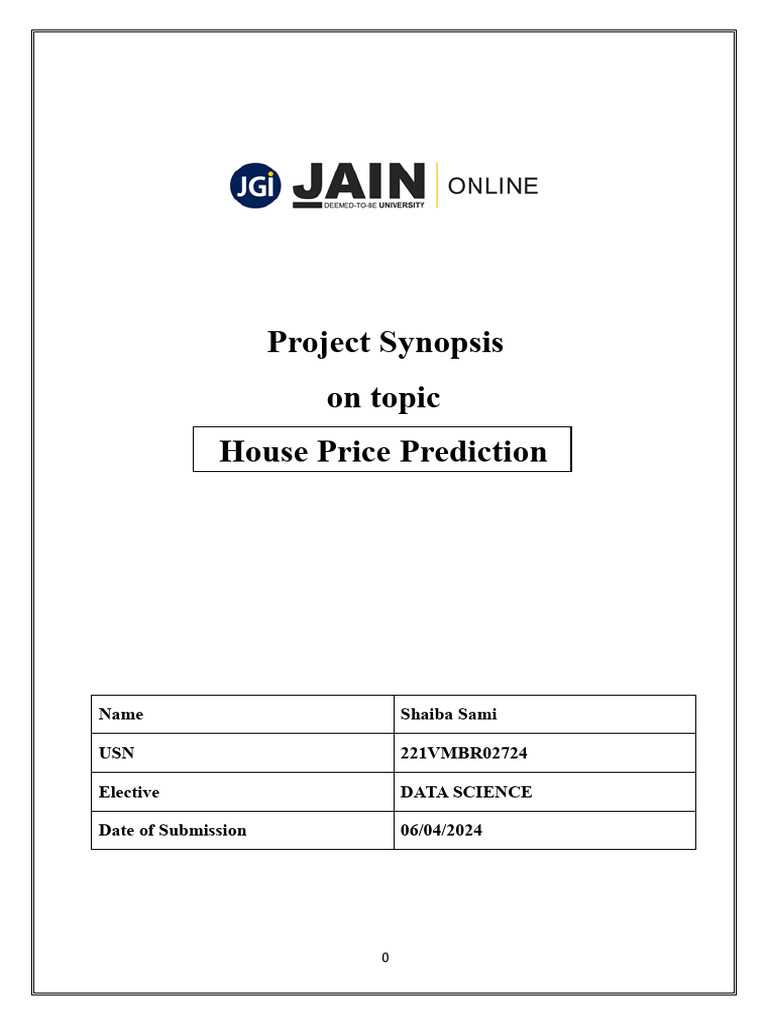 Project Synopsis Shaiba | PDF | Data Analysis | Machine Learning