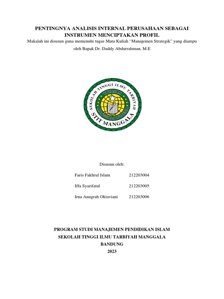 Pentingnya Analisis Internal Perusahaan | PDF