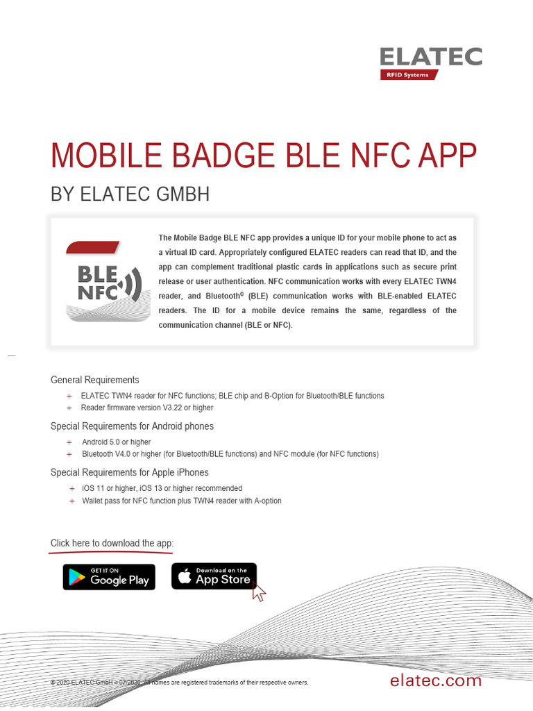 ELATEC Mobile Badge BLE NFC Flyer | PDF | Business | Technology ...